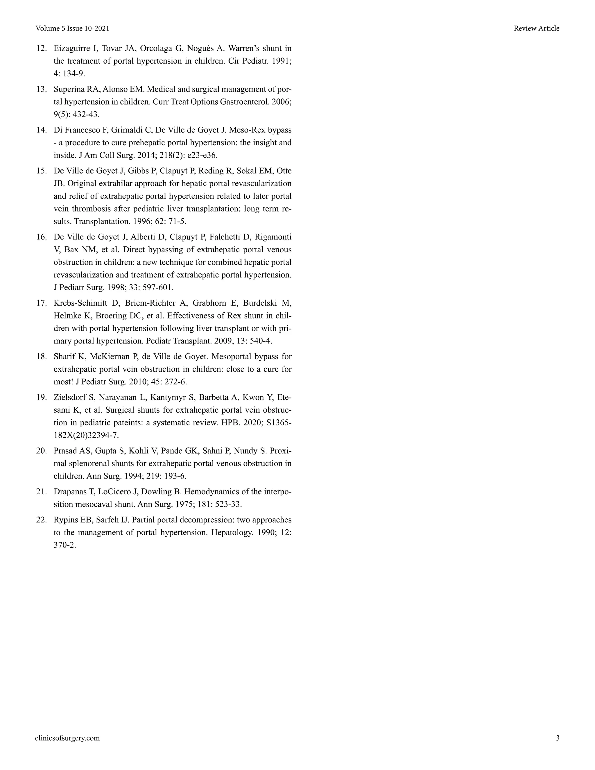 Surgical Shunt Procedures in Childhood Portal Hypertension: A Review ...