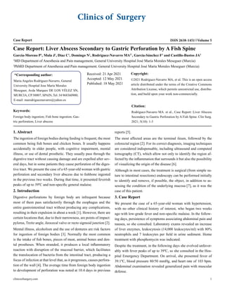 Case Report: Liver Abscess Secondary to Gastric Perforation by A Fish ...