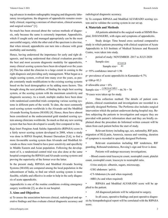 Prospective Study of Acute Appendicitis with its Clinical, Radiological ...