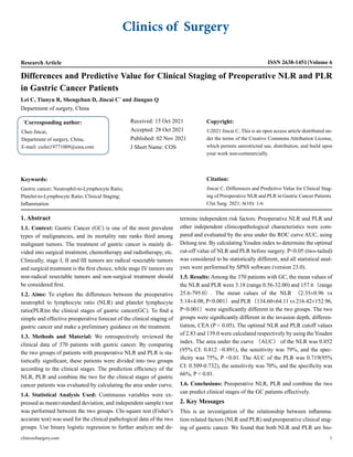 Differences and Predictive Value for Clinical Staging of Preoperative ...
