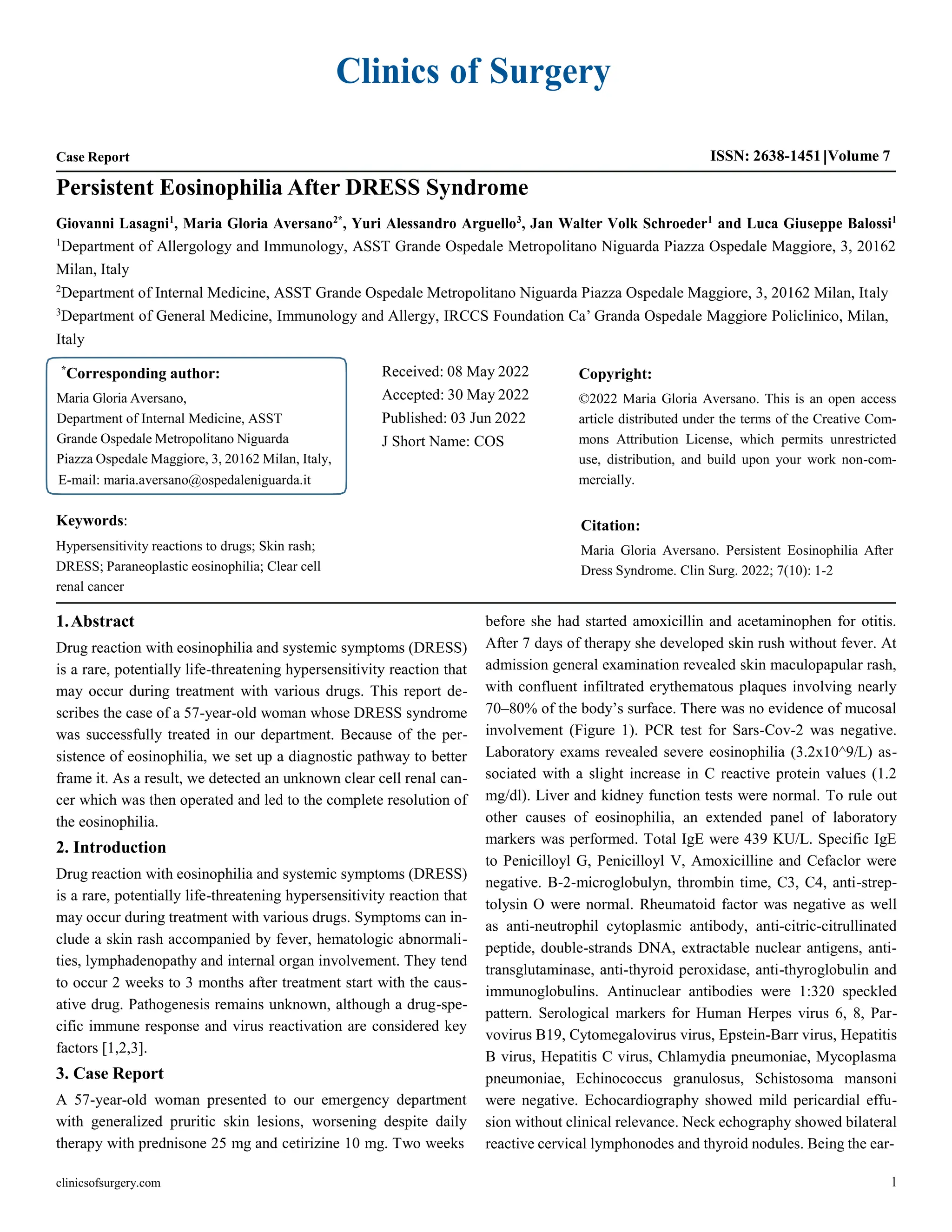 Persistent Eosinophilia After DRESS Syndrome | PDF