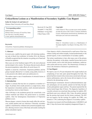 Urticariform Lesions as a Manifestation of Secondary Syphilis: Case ...