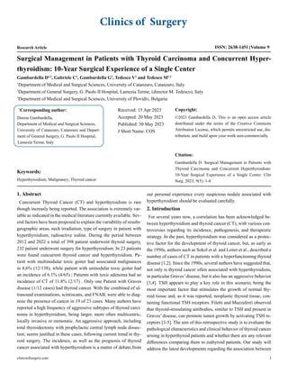 Surgical Management in Patients with Thyroid Carcinoma and Concurrent ...