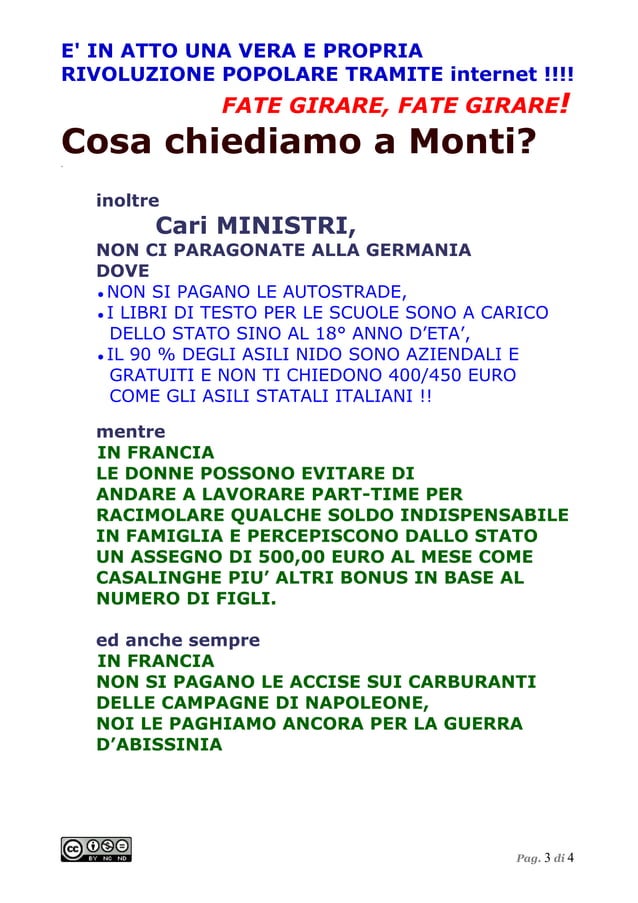 Cosa chiediamo a monti 1 | PDF