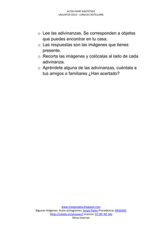 Cosas de casa adivinanzas | PDF