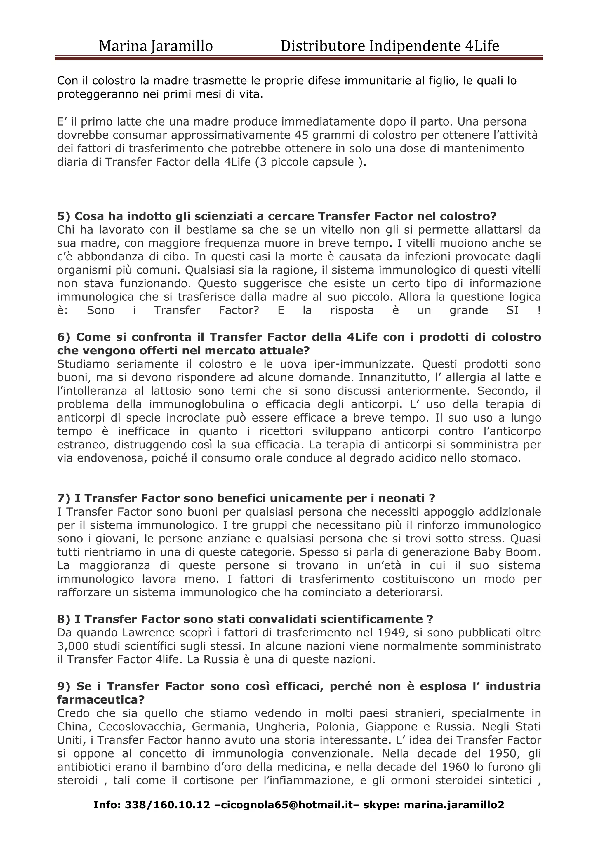 Cosa sono i transfer factor | PDF