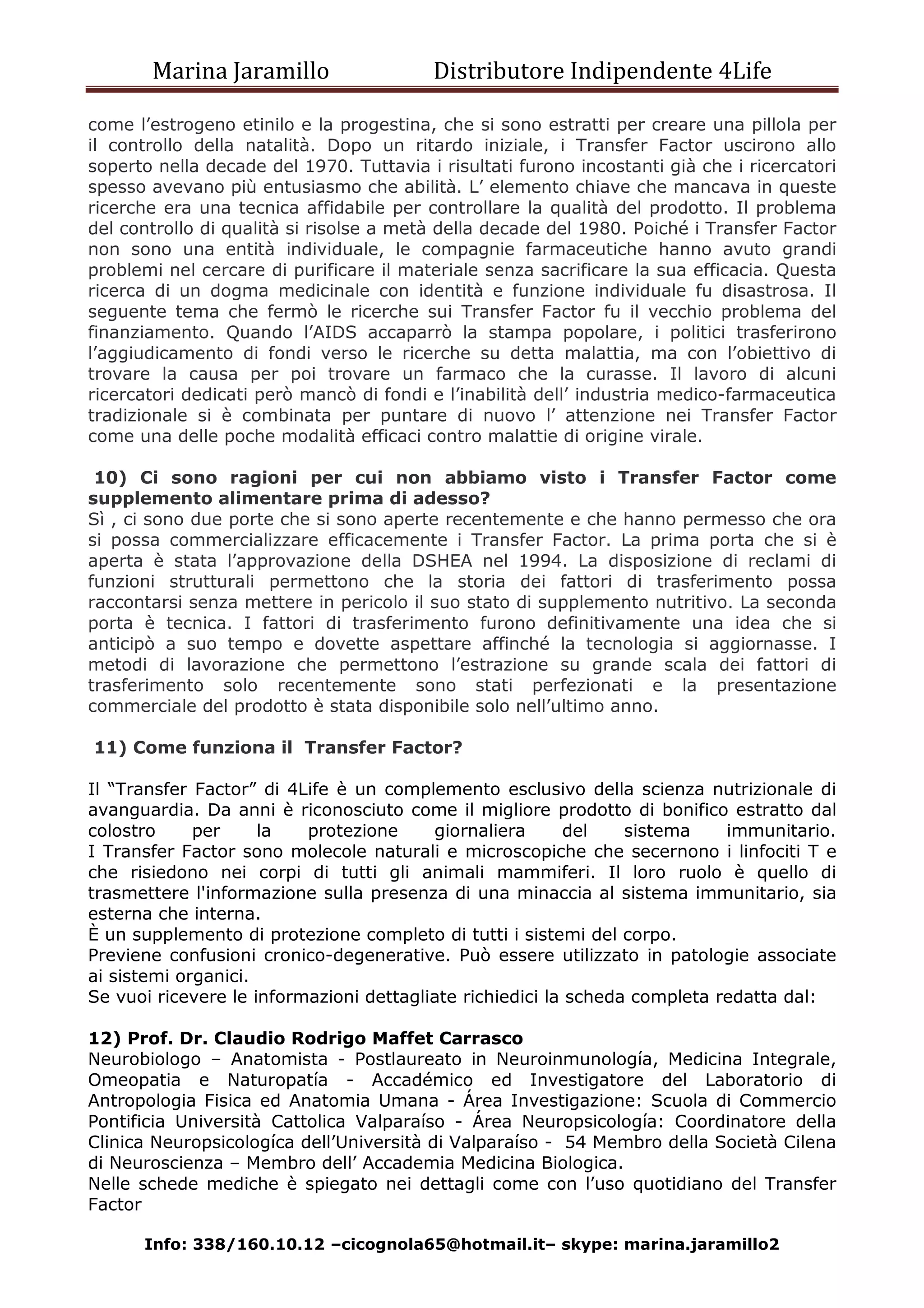 Cosa sono i transfer factor | PDF