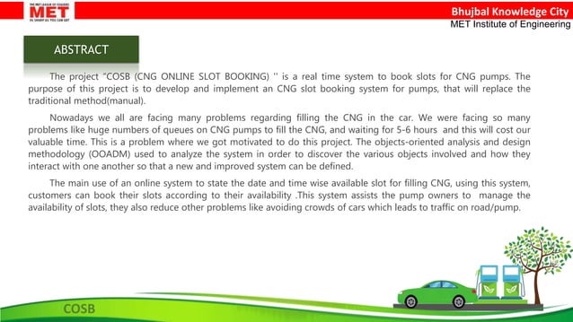 CNG ONLINE SLOT BOOKING(COSB) PHP PPT.pptx | Computing | Technology ...