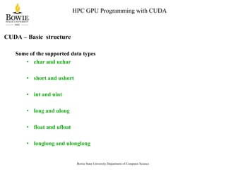Kato Mivule: An Overview of CUDA for High Performance Computing | PPT