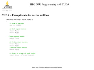 Kato Mivule: An Overview of CUDA for High Performance Computing | PPT