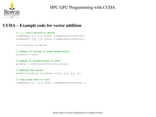 Kato Mivule: An Overview of CUDA for High Performance Computing | PPT