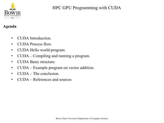 Kato Mivule: An Overview of CUDA for High Performance Computing | PPT
