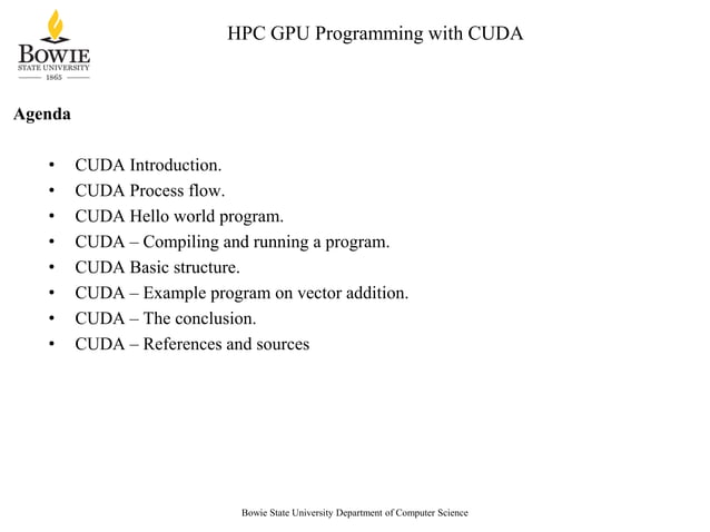 Kato Mivule: An Overview of CUDA for High Performance Computing | PPT