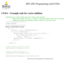 Kato Mivule: An Overview of CUDA for High Performance Computing | PPT