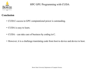 Kato Mivule: An Overview of CUDA for High Performance Computing | PPT