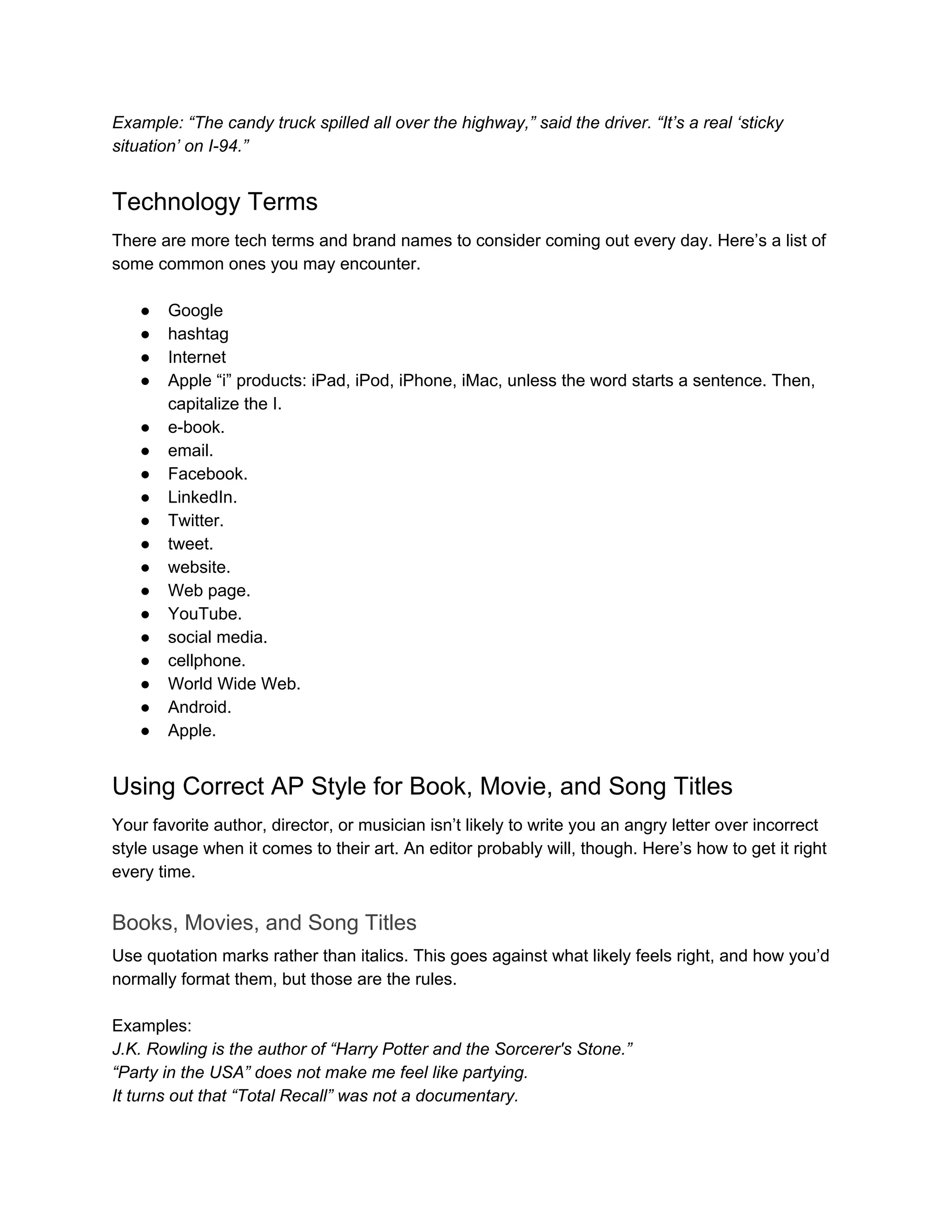 CoSchedule's AP Style Cheat Sheet | PDF
