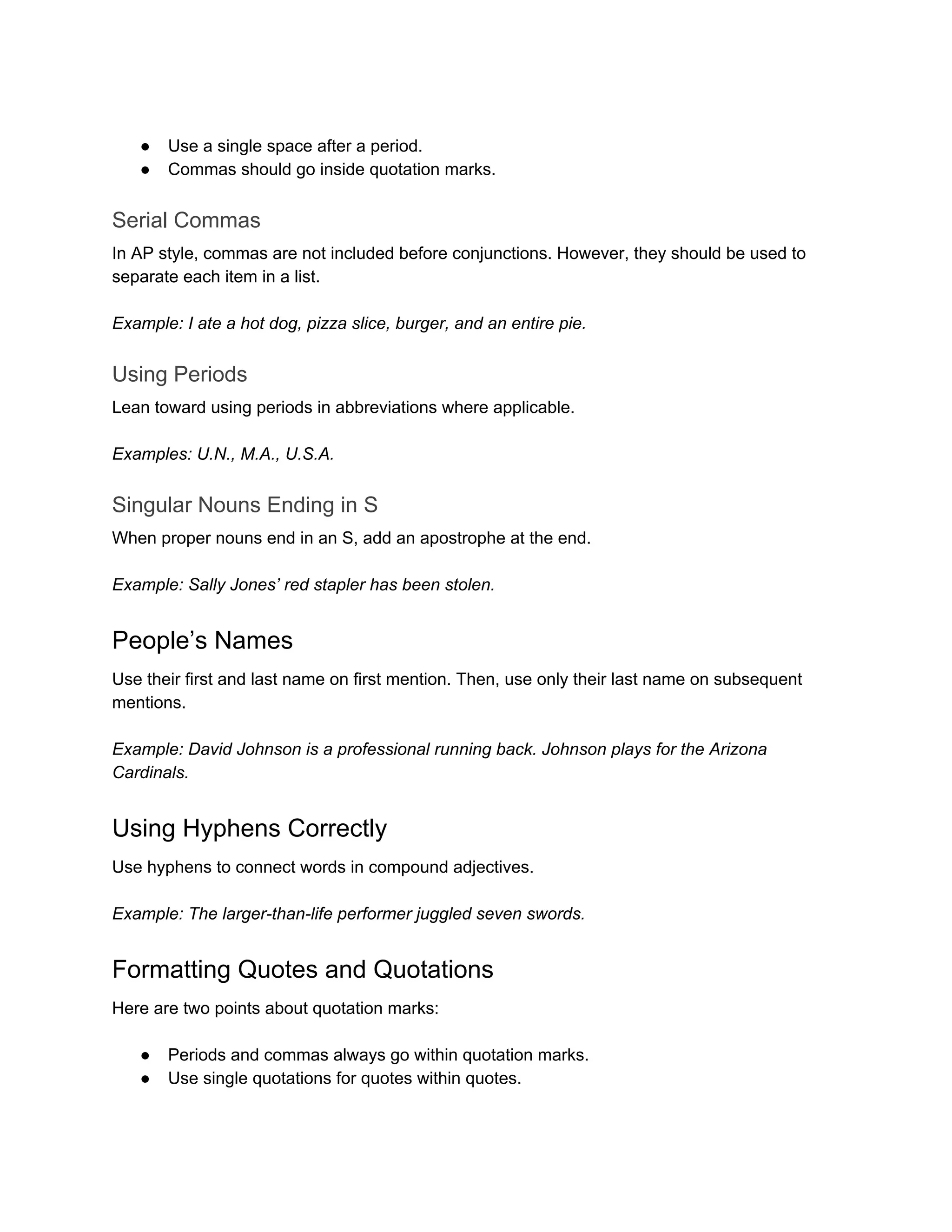 CoSchedule's AP Style Cheat Sheet | PDF