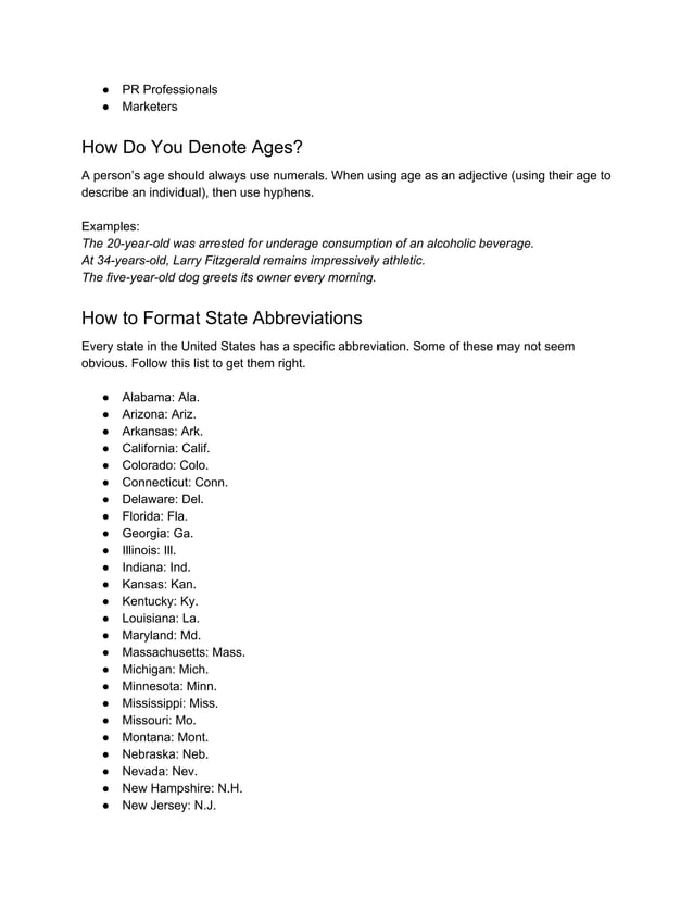 CoSchedule's AP Style Cheat Sheet | PDF