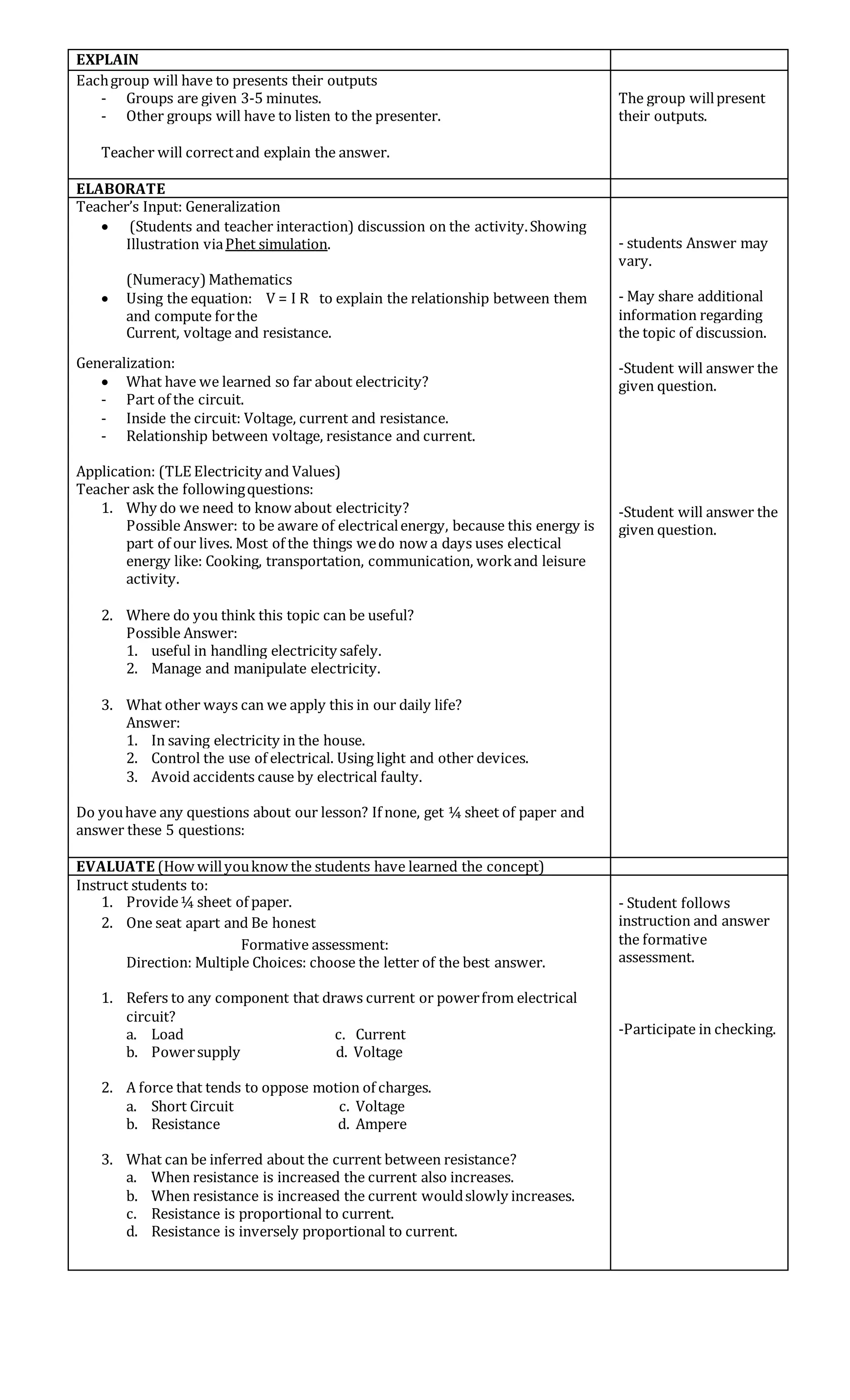 science 8 electricity lesson plan | DOCX
