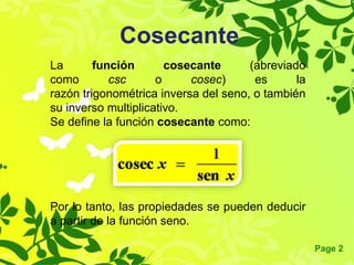 Funciones Trigonometricas Cosecante | PPTX