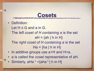 All about a cosets and Lagrange's theorem | PPT