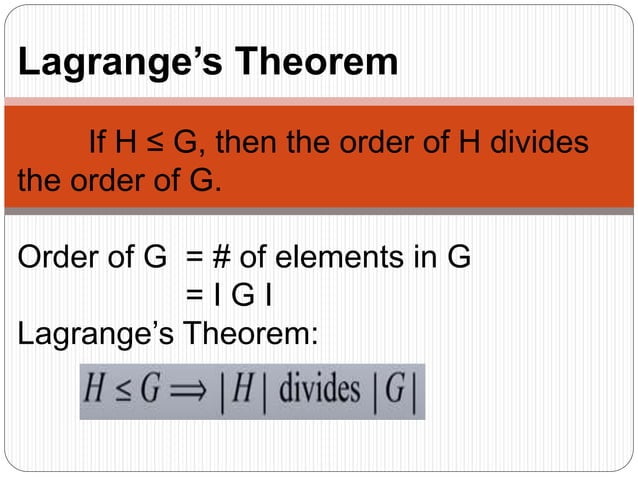 COSETS AND LAGRANGE’S THEOREM REPORT.pptx | Physics | Science