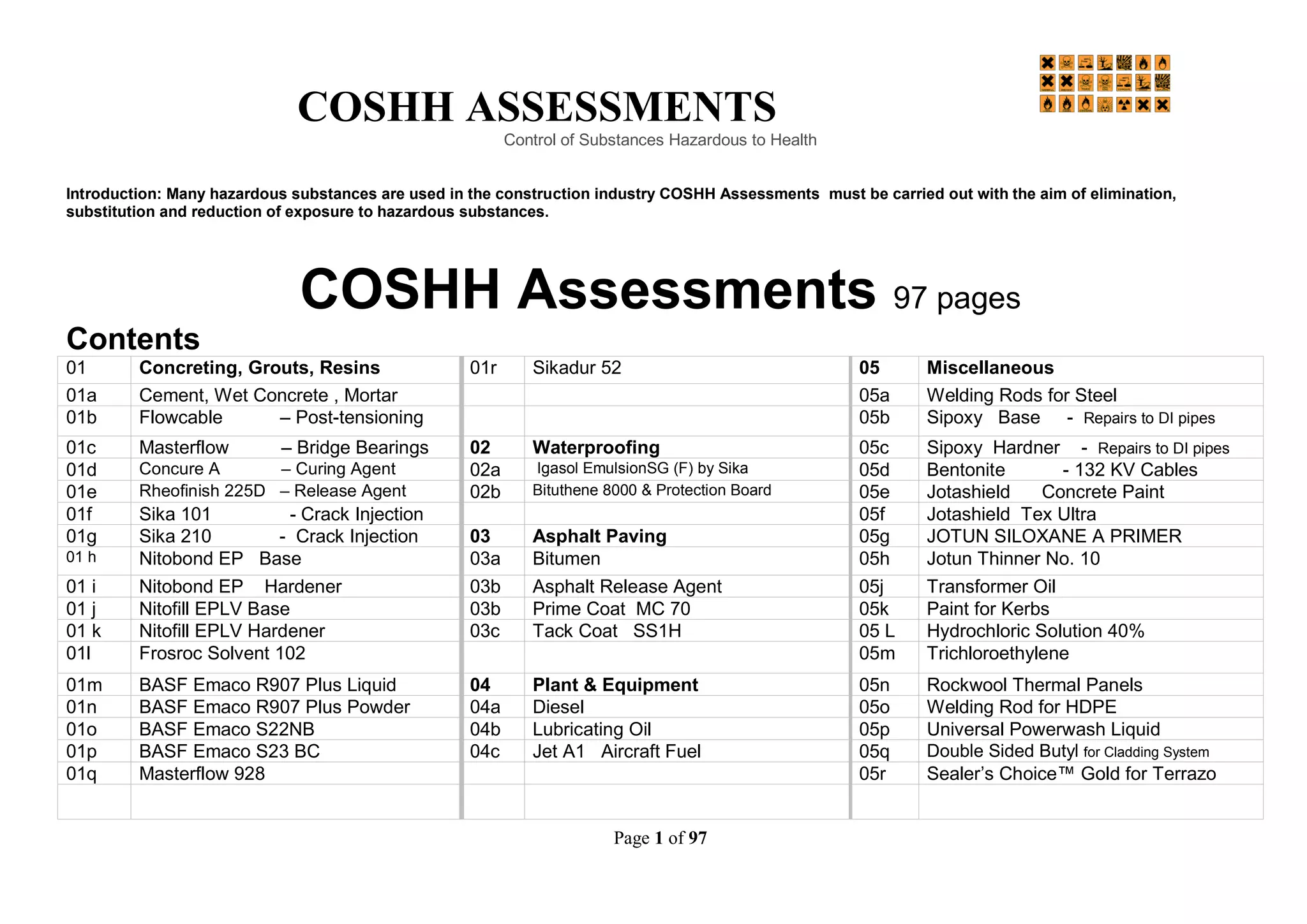 Coshh Assessments 97 pages | PDF