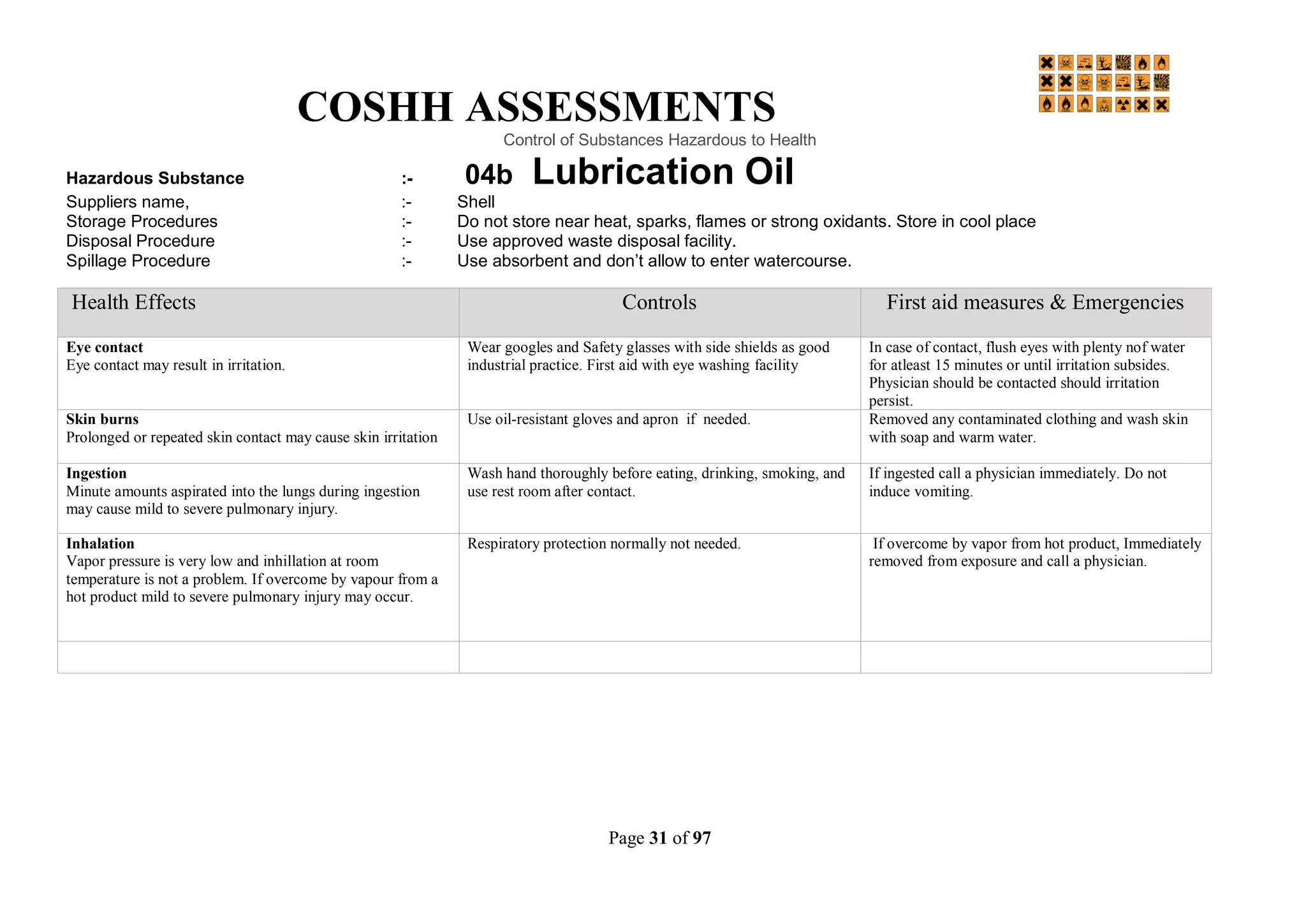 Coshh Assessments 97 pages | PDF
