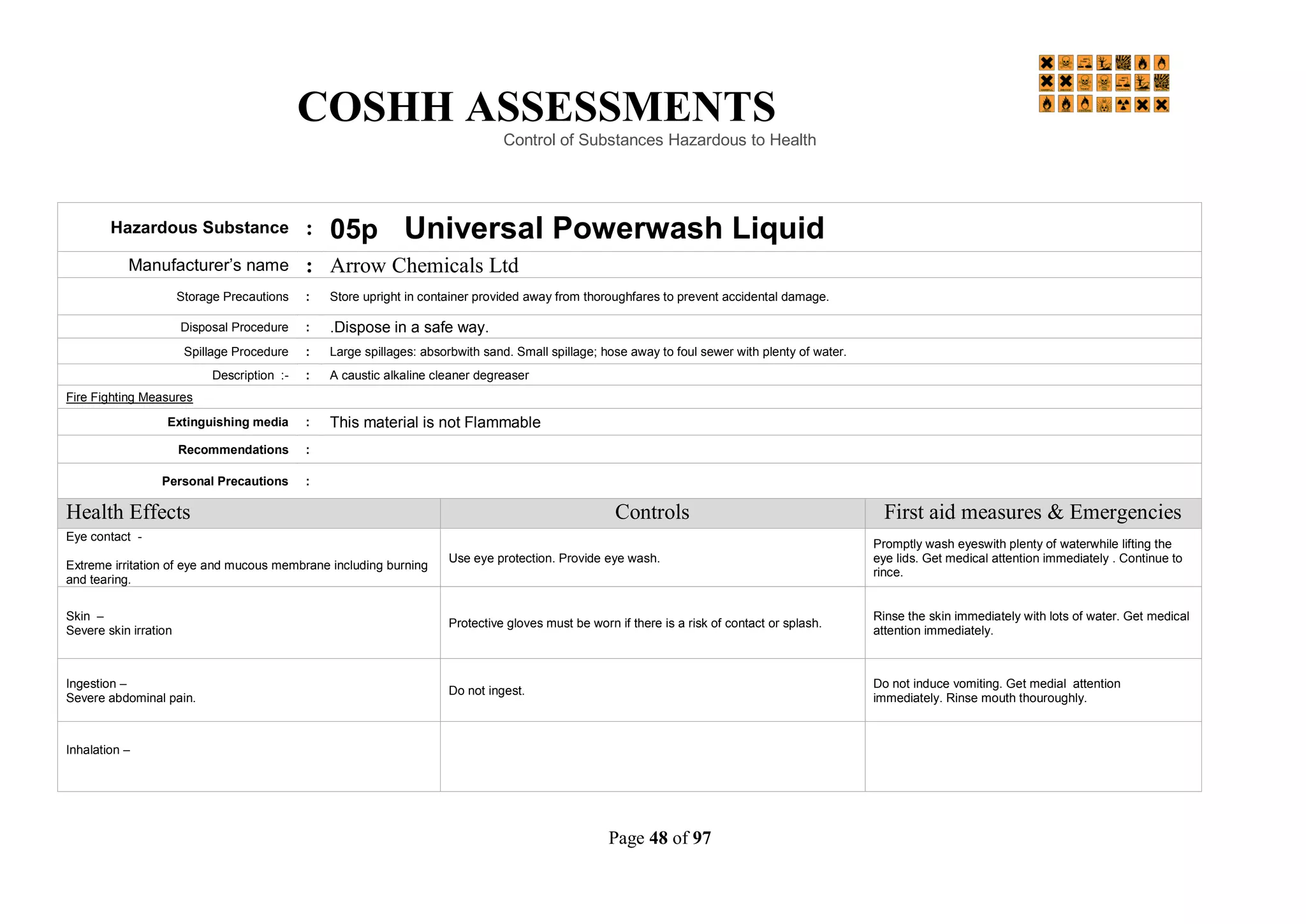 Coshh Assessments 97 pages | PDF