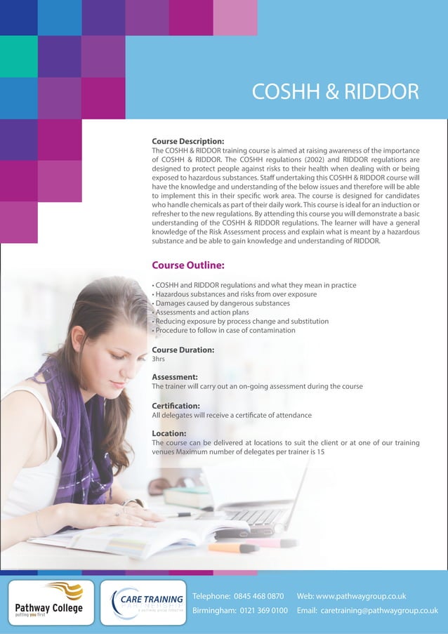 COSHH & RIDDOR Training Courses/COSHH and RIDDOR Regulations Update | PDF