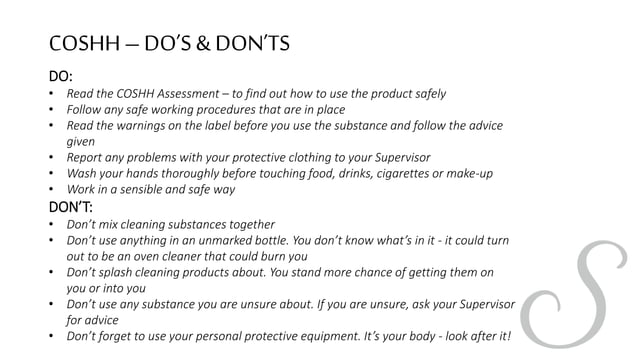 COSHH Staff Training | PPTX