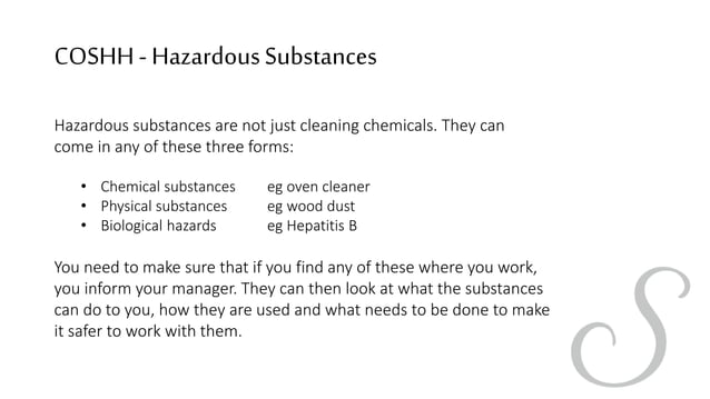 COSHH Staff Training | PPTX