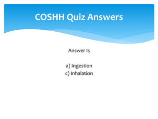 Coshh training stage 2 2014 | PPTX