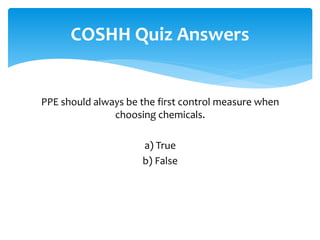 Coshh training stage 2 2014 | PPTX