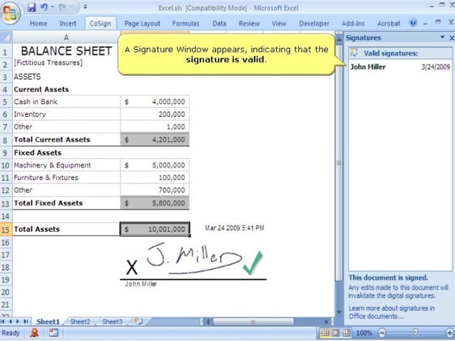 Digital Signatures For Microsoft Office Excel 2007 Ppt