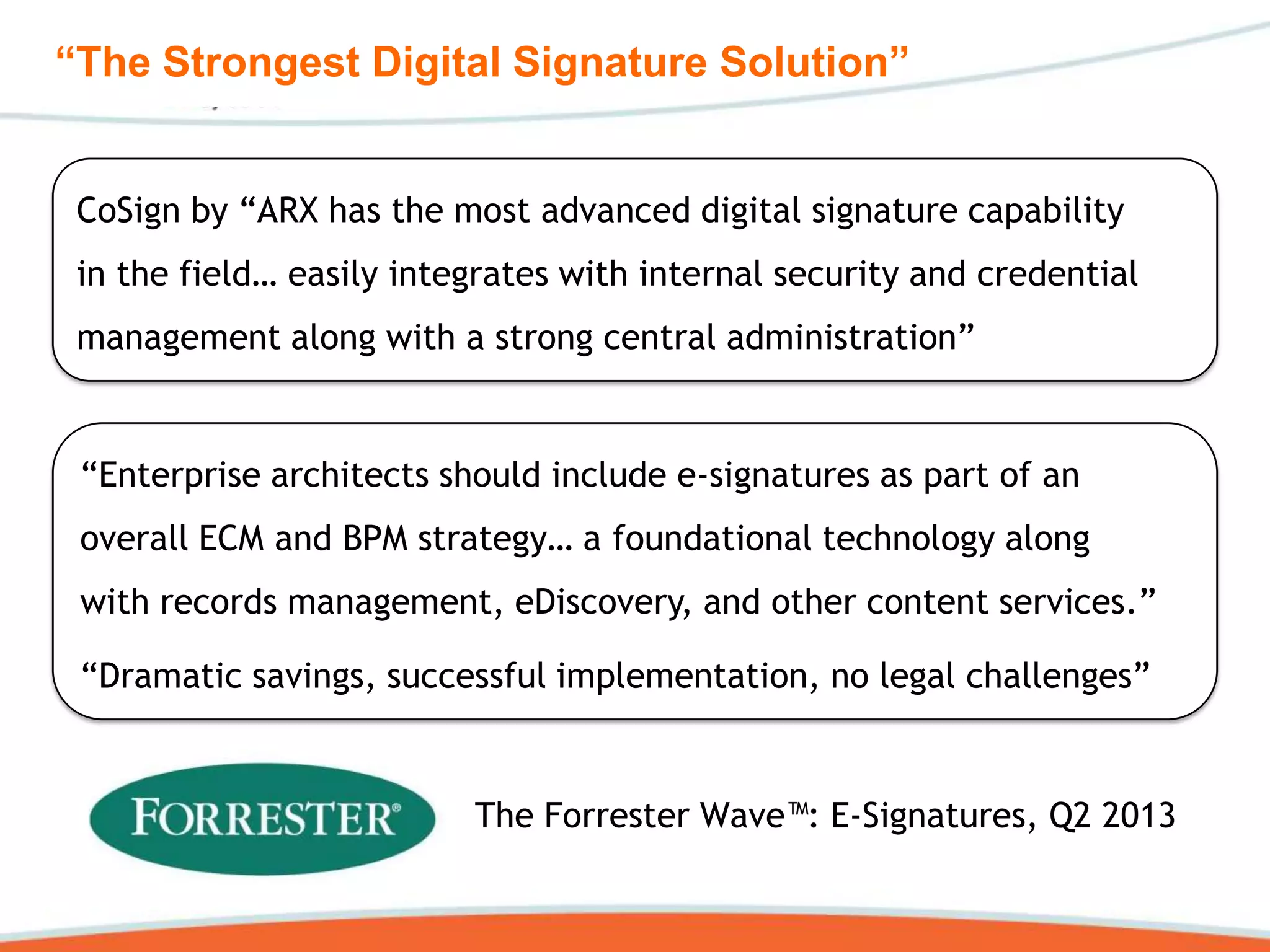 CoSign by ARX presentation financial markets | PPTX