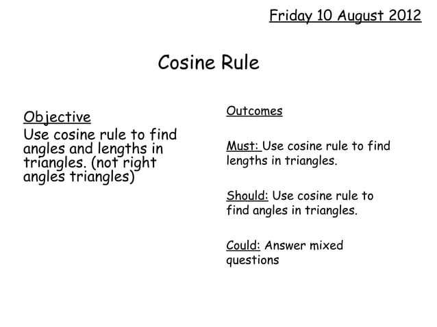 Cosine and sine_rule | PPT