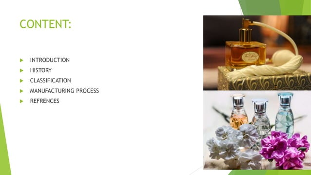 PERFUME Cosmetic ppt For Mpharm 1st year | PPTX | Perfume and Fragrance | Beauty