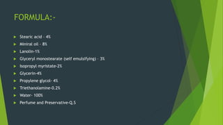 cosmetic ppt moisturizing cream buliding block and formulations | PPTX