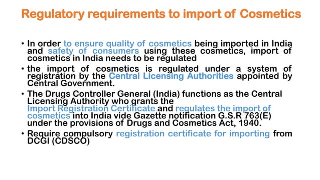 Cosmetic Regulations as per Indian Government | PDF