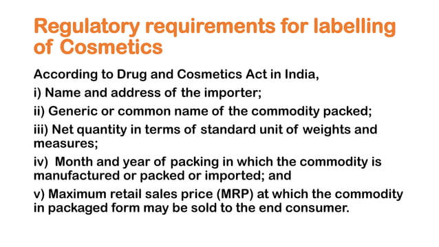 Cosmetic Regulations as per Indian Government | PDF