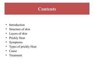 Structure of skin and problem associated with prickly heat | PPT