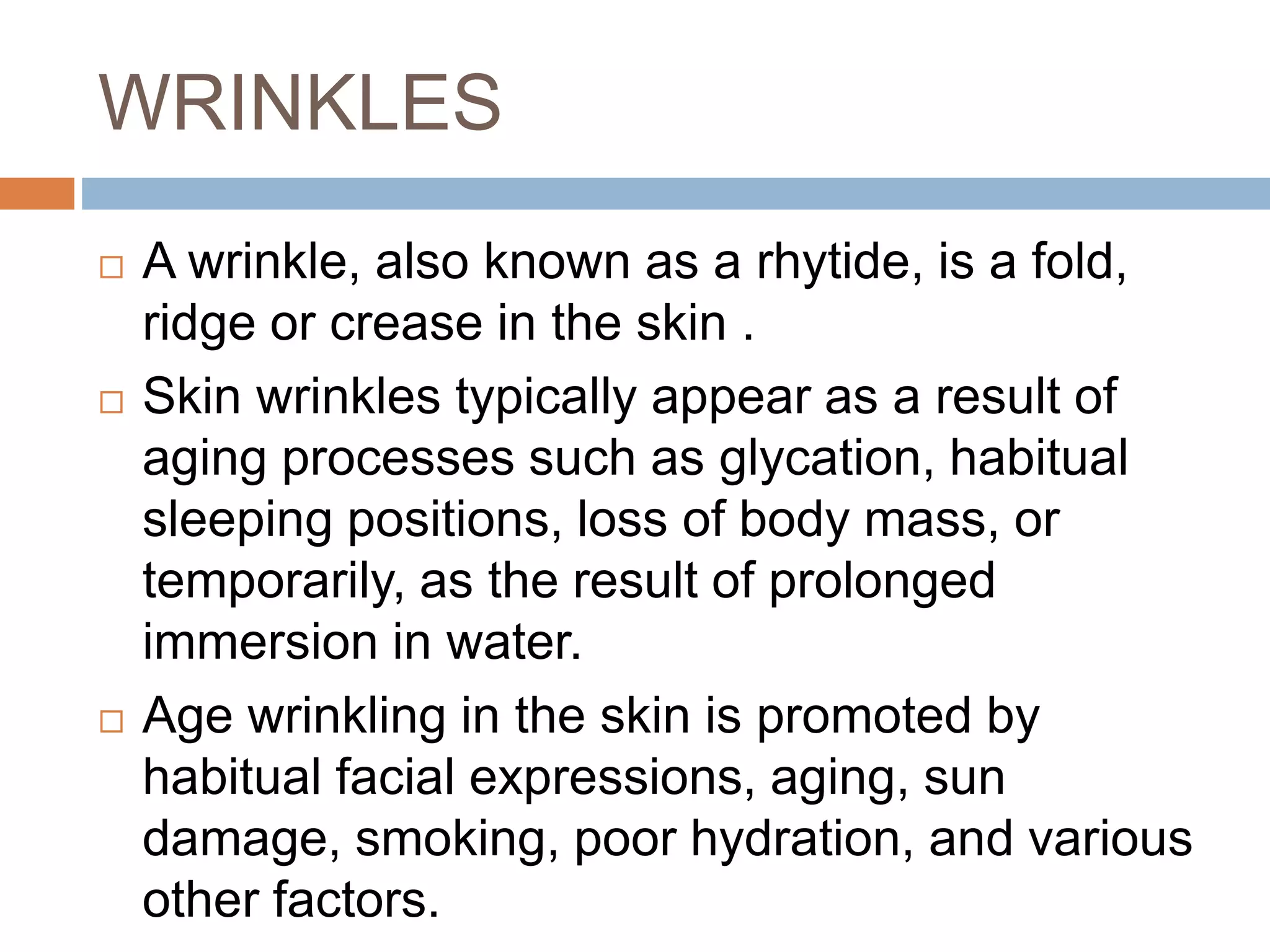 Cosmetics STRUCTURE OF SKIN and skin related problems like dry skin ...