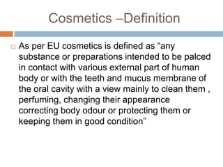 Cosmetics STRUCTURE OF SKIN and skin related problems like dry skin ...