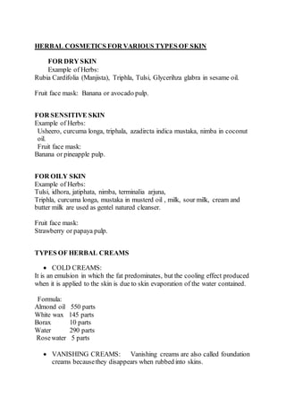 Cosmetics and cosmoceuticals | DOCX