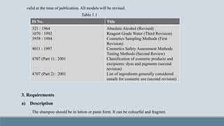 Bureau of Indian Standards Specification of Shampoo.pptx