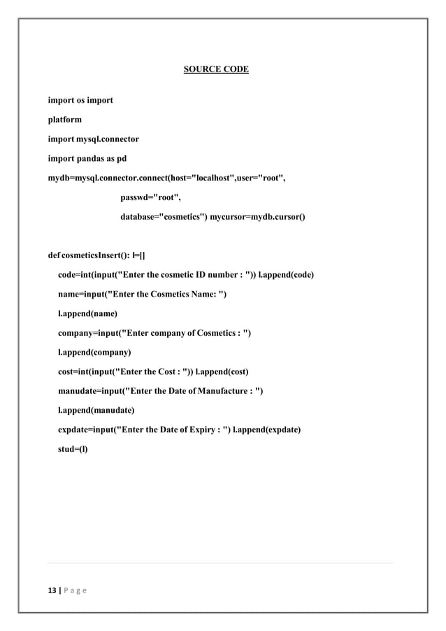 Cosmetic shop management system project report.pdf | Computing ...