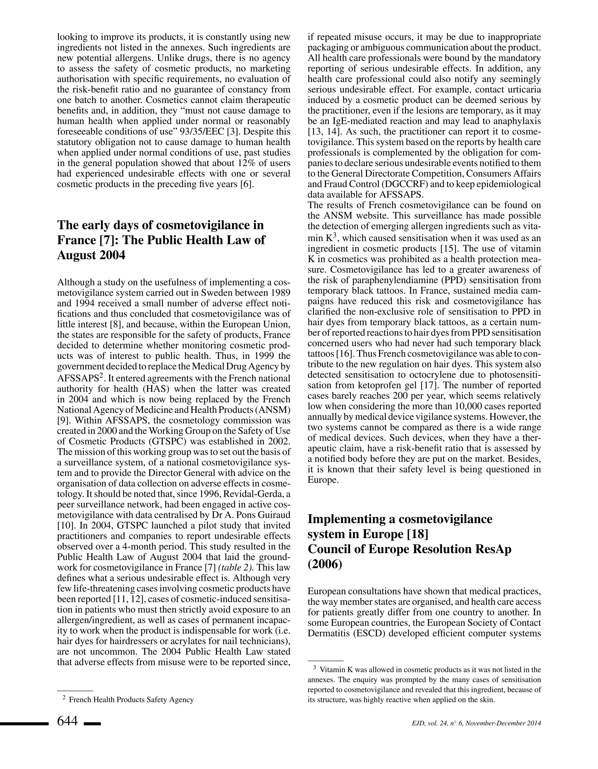 Cosmetovigilance definition, regulation and use in practice. | PDF