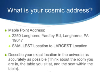 Cosmic address from school_to_space | PPT