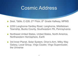 Cosmic address from school_to_space | PPT